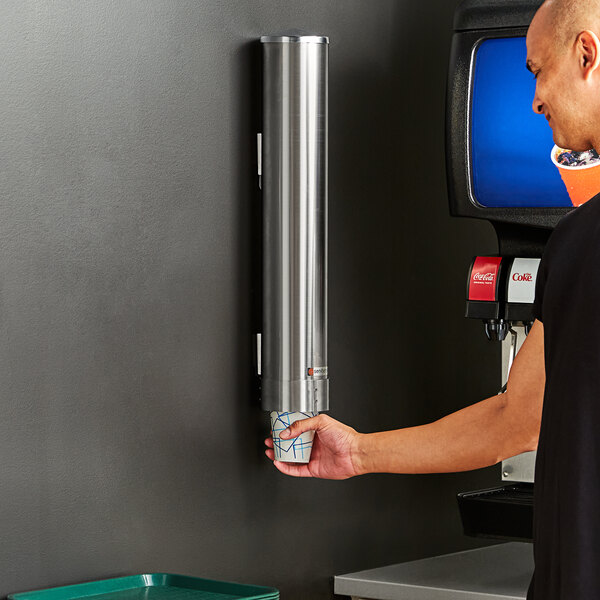 ServSense Wall-Mount Stainless Steel 10 - 24 oz. Cup Dispenser