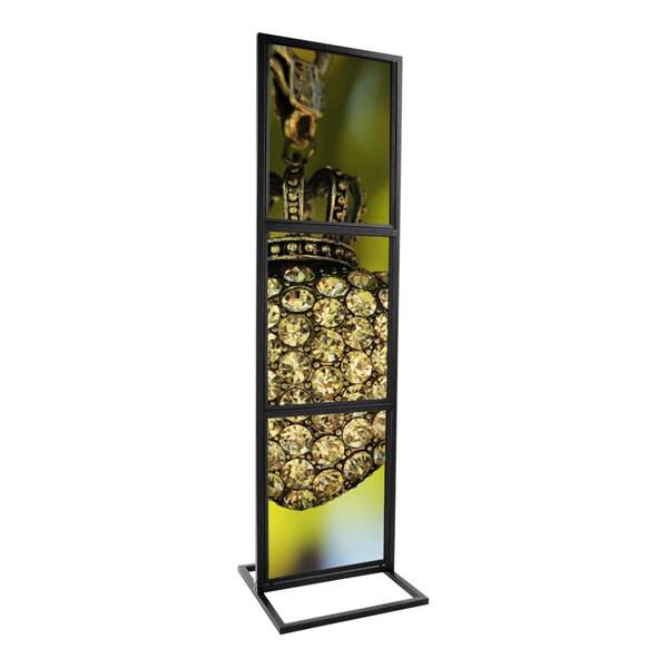 22" x 28" Black Triple Bulletin Sign Holder with Rectangular Tube ...