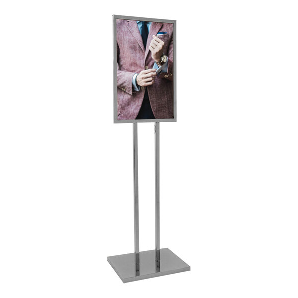 14" x 22" Chrome Bulletin Sign Holder with Twin Stem Extra Heavy ...
