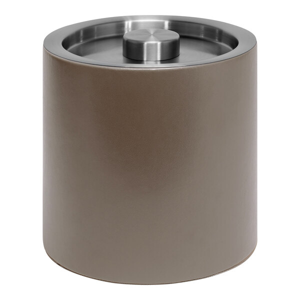 room360 London 3.5 Qt. Stone Faux Leather Ice Bucket with Silver Lid ...