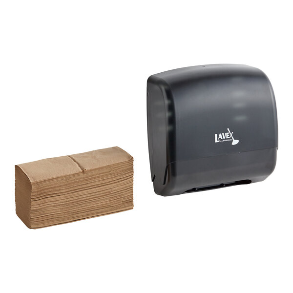 Lavex Translucent Black Mini Multifold Plastic Paper Towel Dispenser ...