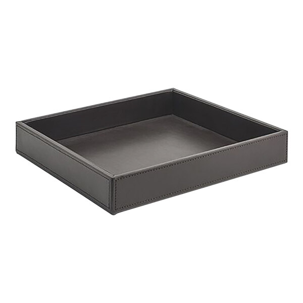 room360 London 10" Brown Faux Leather Square Tray RTR002BRL11 - 4/Case
