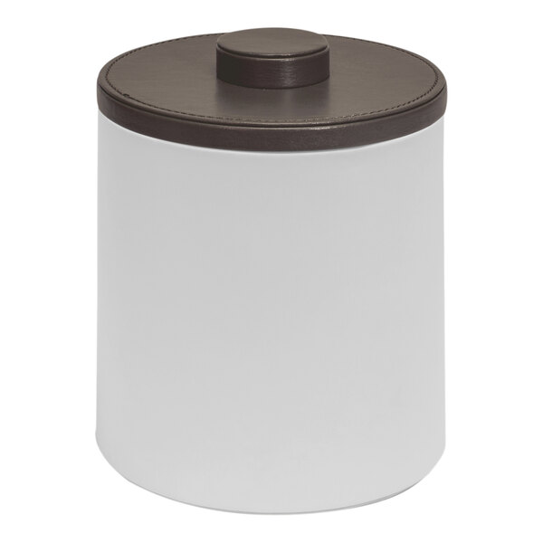 room360 London 2 Qt. White Faux Leather Ice Bucket with Brown Lid ...