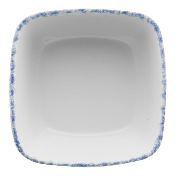 International Tableware Provincial 6 oz. Sponged Blue Square Porcelain ...