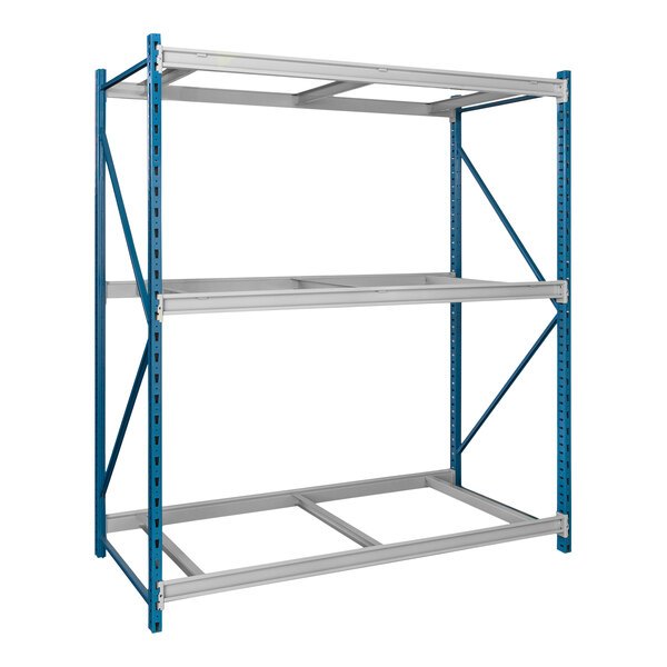 Hallowell 48" x 36" x 123" Marine Blue / Light Gray 3-Level Bulk Rack ...