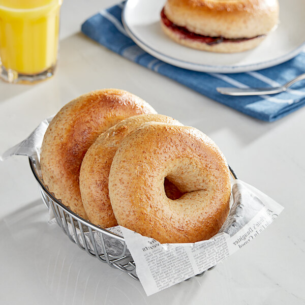 Just Bagels Frozen Authentic New York Wheat Bagel 4 oz. - 48/Case