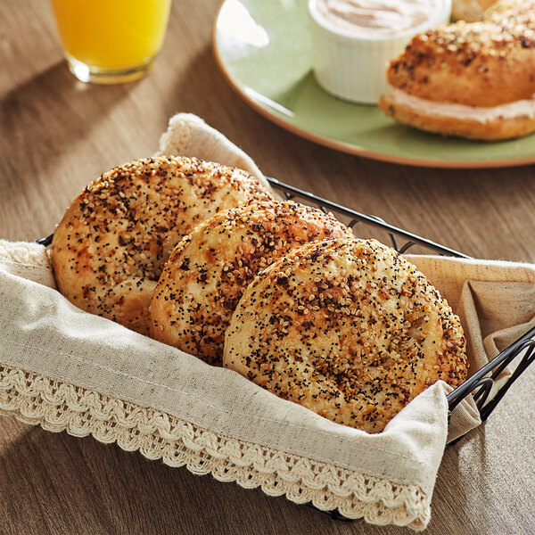 Just Bagels Frozen Authentic New York Everything Bagel 4 oz. - 48/Case