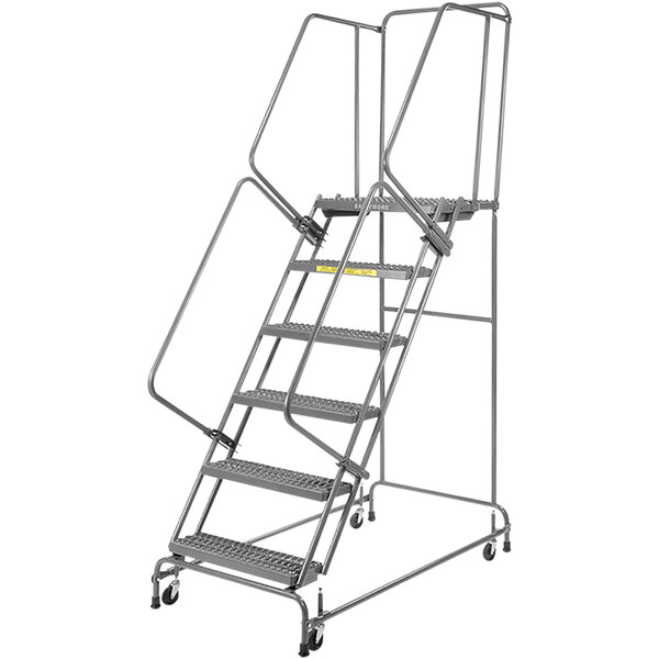 Ballymore 6-Step Cal/OSHA Compliant Rolling Ladder with 42" Handrail ...