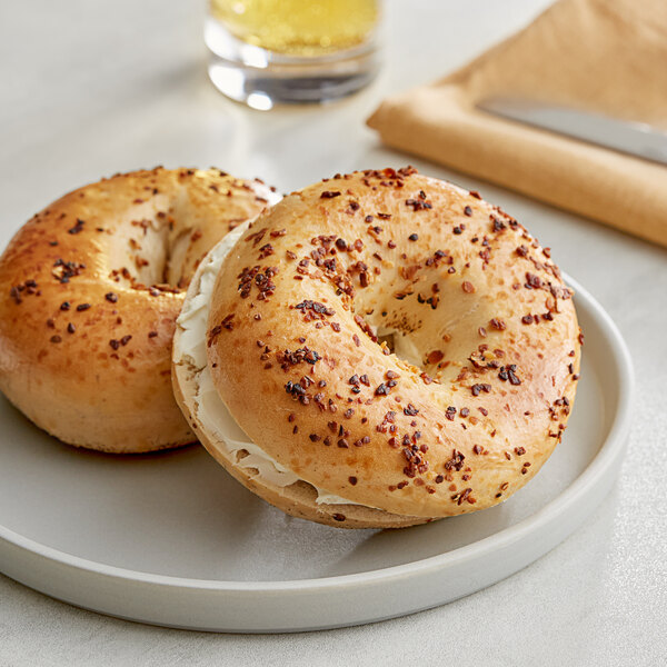 Just Bagels Frozen Authentic New York Garlic Bagel 4 oz. - 48/Case