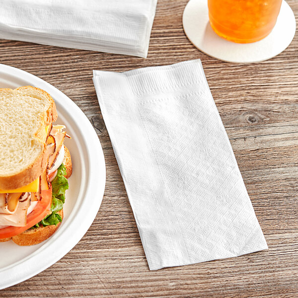 Tork Universal 15" x 17" 1-Ply White 1/8 Fold Dinner Napkin - 3000/Case