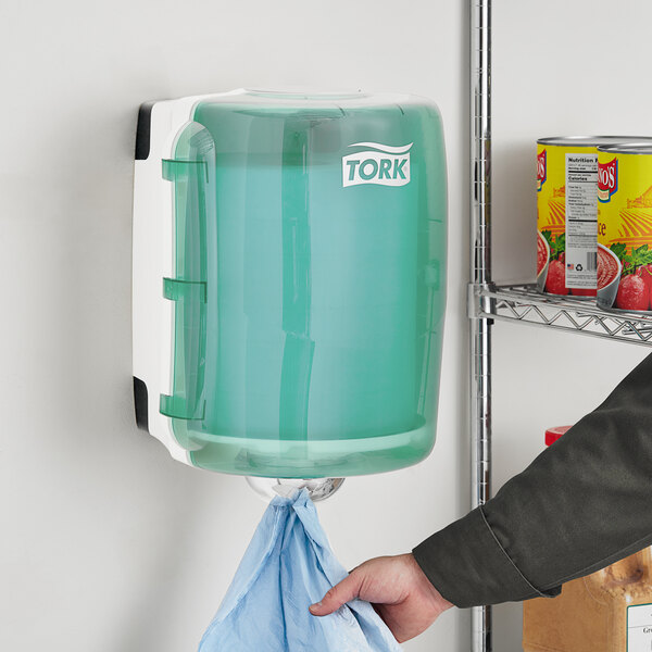 Tork Performance 653020 Blue / White Maxi Center Pull Wiper Dispenser W2