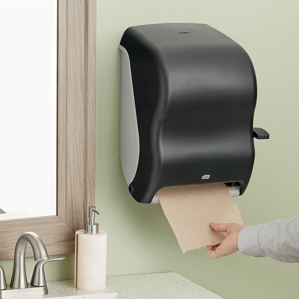 Tork 84TR Black Automatic Transfer Lever Roll Hand Towel Dispenser H21