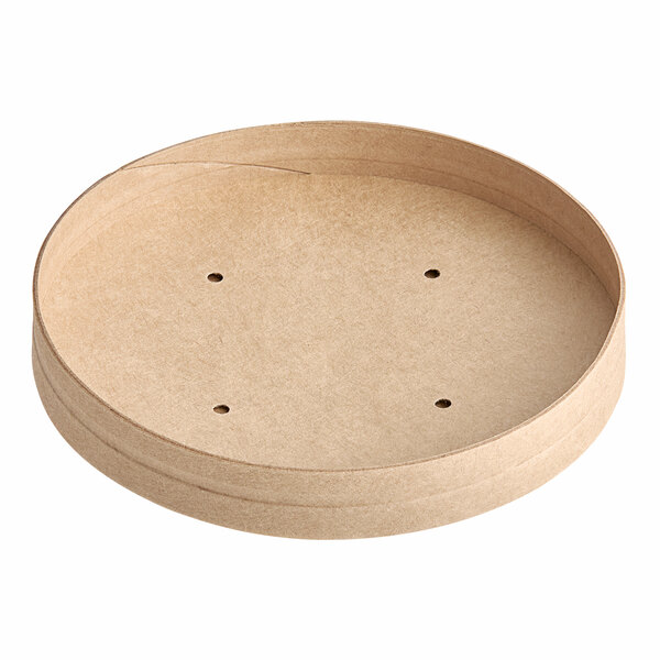Choice 26-32 oz. Kraft Paper Soup / Hot Food Cup Vented Lid - 500/Case
