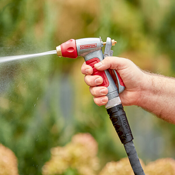 Chapin Die-Cast Metal Adjustable Insulated Garden Spray Nozzle with Red ...