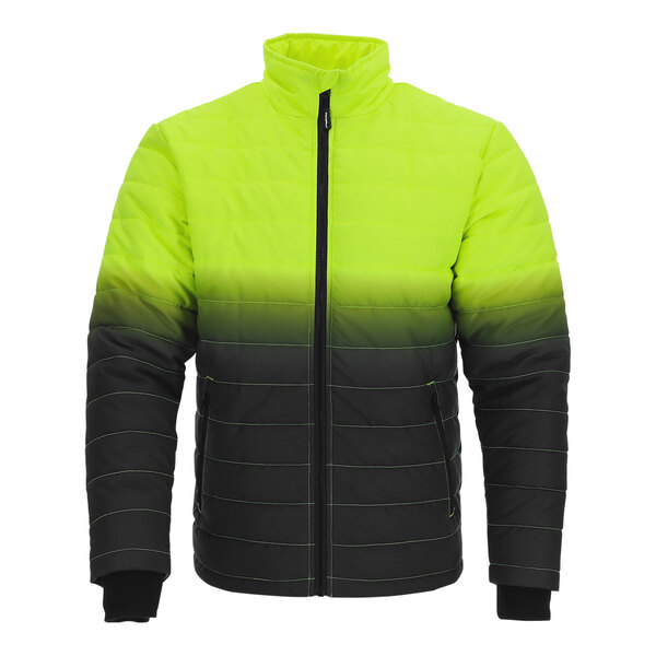 RefrigiWear Enhanced Visibility Lime Green / Navy Quilted Jacket