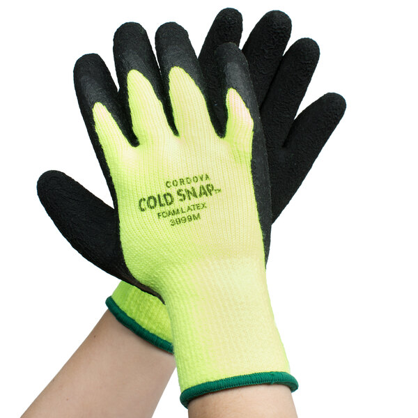Cordova Cold Snap Hi-Vis Green Loop-In Terry Gloves with Black Foam ...