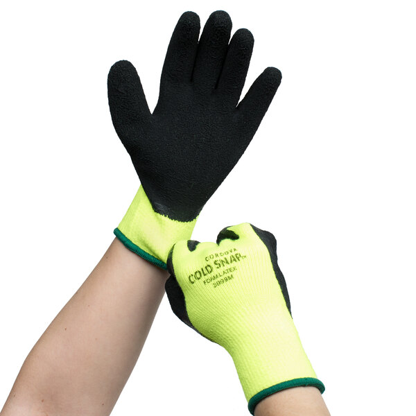 Cordova Cold Snap Hi-Vis Green Loop-In Terry Gloves with Black Foam ...