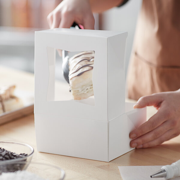 Baker's Lane 6" x 6" x 3" White Customizable Auto-Popup Window Pie ...