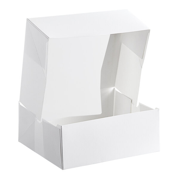 Baker's Lane 9" x 7" x 3 1/2" White Customizable Auto-Popup Window Cake ...