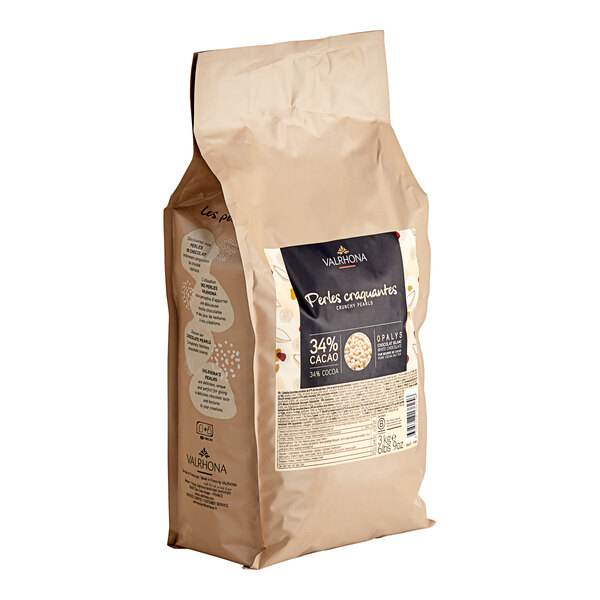 Valrhona Opalys 34% White Chocolate Crunchy Pearls 6.6 lb. - 3/Case
