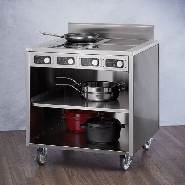 Spring USA BOH-2600C BOH Series 36" Mobile Induction Cooking Cart with ...