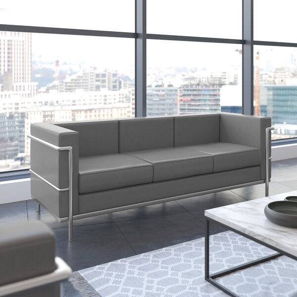 Flash Furniture Hercules Regal Gray Contemporary LeatherSoft 3-Seat ...