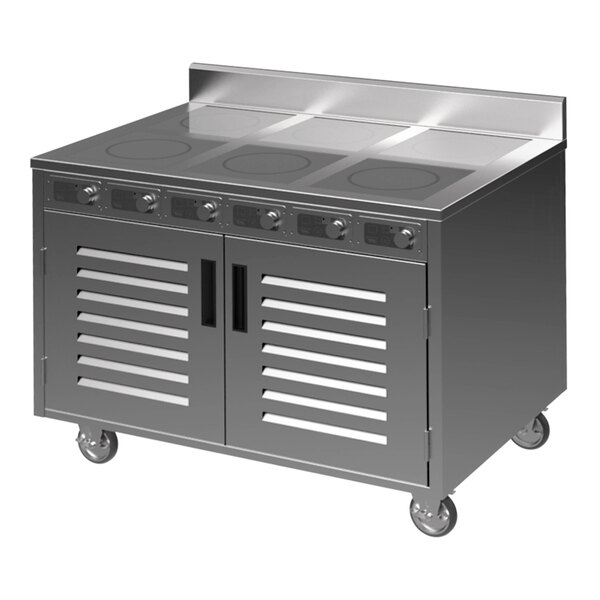Spring USA BOH-1800DC-6 BOH Series 48" Mobile Induction Cooking Cart ...