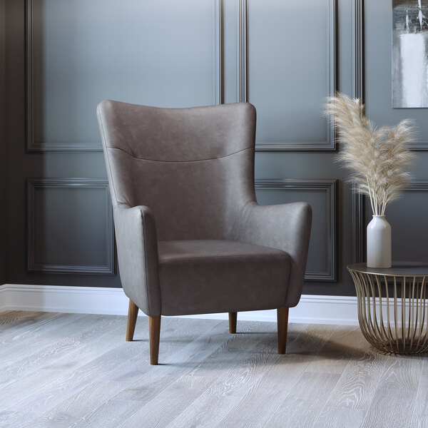 Flash Furniture Connor Dark Gray Modern Faux Leather Wingback Accent ...