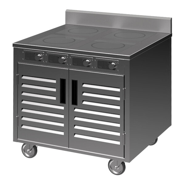 Spring USA BOH-3500DC BOH Series 36" Mobile Induction Cooking Cart with ...