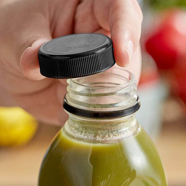 Black Unlined Tamper-Evident Cap for HPP Juice Bottles - 2100/Case