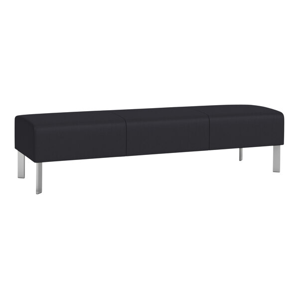 Lesro Luxe Lounge Series Patriot Plus Black Vinyl 3-Seat Bench with ...