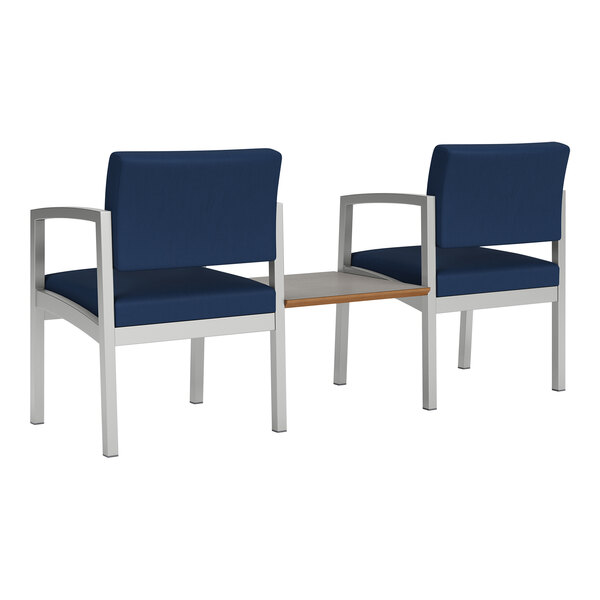 Lesro Lenox Steel Patriot Plus Imperial Blue Vinyl Two Guest Arm Chairs ...