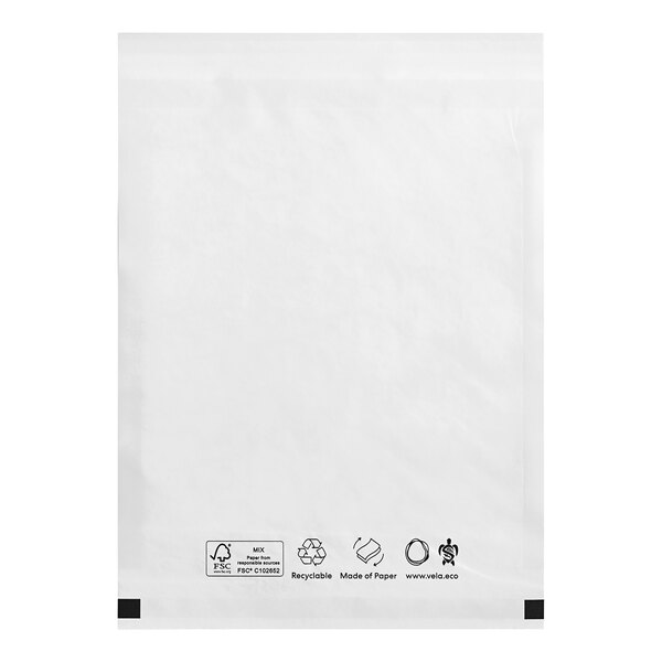 Vela 8" x 9 3/4" White Customizable Paper Layflat Shipping Bag - S ...