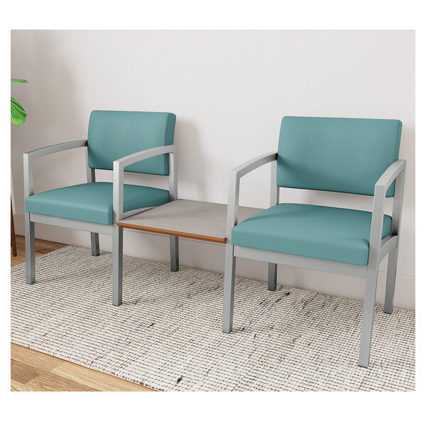 Lesro Lenox Steel Patriot Plus Sea Vinyl Two Guest Arm Chairs with ...