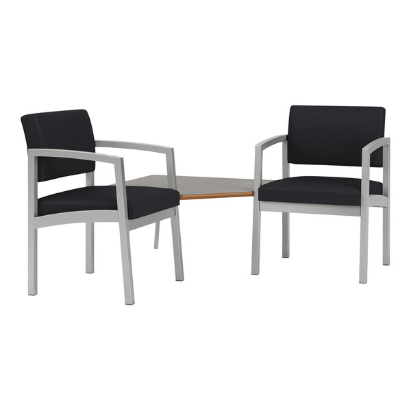Lesro Lenox Steel Patriot Plus Black Vinyl Two Guest Arm Chairs with ...