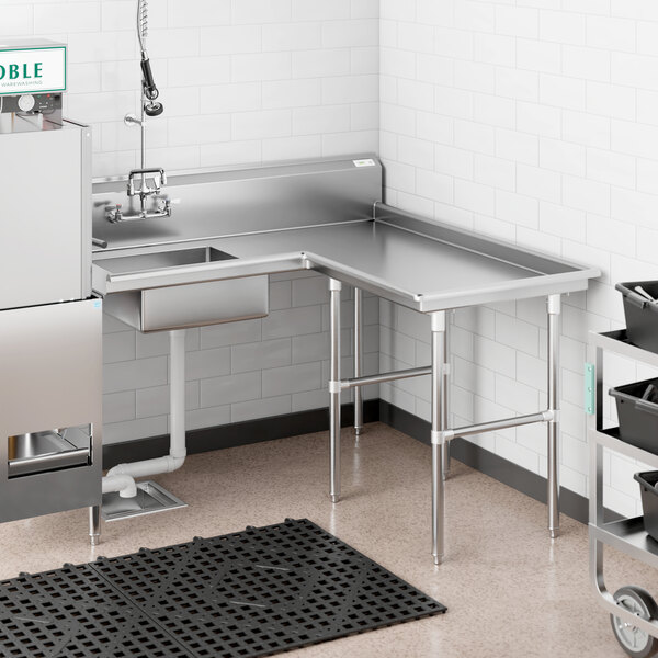 Regency 5' 16-Gauge Stainless Steel Soiled L-Shape Dishtable - Right Island