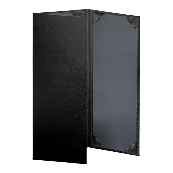 H. Risch, Inc. Oakmont 4 1/4" x 11" Black 3-Panel Menu Cover with Album ...