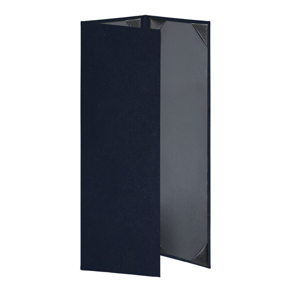 H. Risch, Inc. Oakmont 4 1/4" x 14" Blue 3-Panel Menu Cover with Album ...