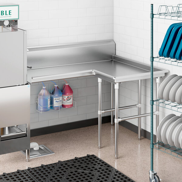 Regency 4' 16-Gauge Stainless Steel Clean L-Shape Dishtable - Right Island