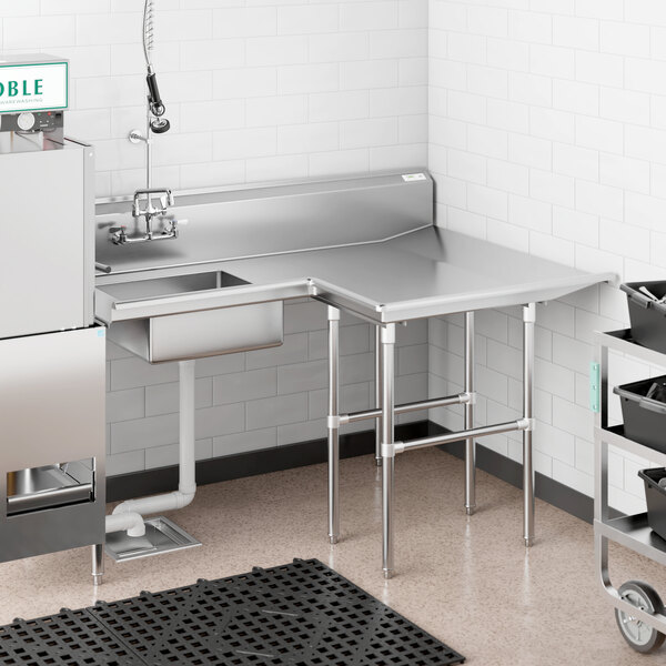 Regency 4' 16-Gauge Stainless Steel Soiled L-Shape Dishtable - Right ...