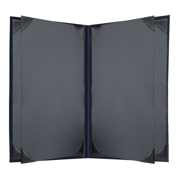 H. Risch, Inc. Oakmont 8 1/2" x 14" Blue 6-Panel Menu Cover with Album ...