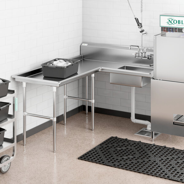 Regency 6' 16-Gauge Stainless Steel Soiled L-Shape Dishtable - Left Island