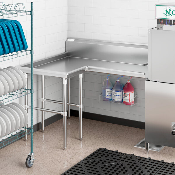 Regency 4' 16-Gauge Stainless Steel Clean L-Shape Dishtable - Left Island