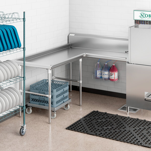 Regency 6' 16-Gauge Stainless Steel Clean L-Shape Dishtable - Left Island