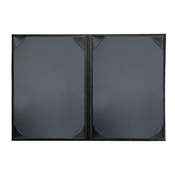 H. Risch, Inc. Oakmont 5 1/2" x 8 1/2" Black 2-Panel Menu Cover with ...