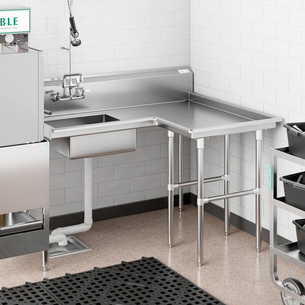 Regency 4' 16-Gauge Stainless Steel Soiled L-Shape Dishtable - Right Island
