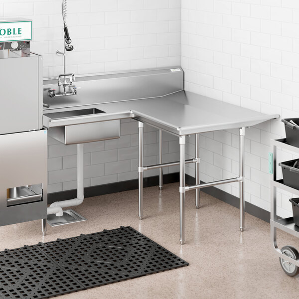 Regency 5' 16-Gauge Stainless Steel Soiled L-Shape Dishtable - Right ...