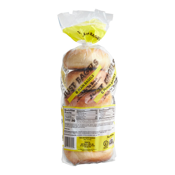 Just Bagels Frozen Authentic New York Pre-Sliced Plain Bagel 4 oz. - 48 ...