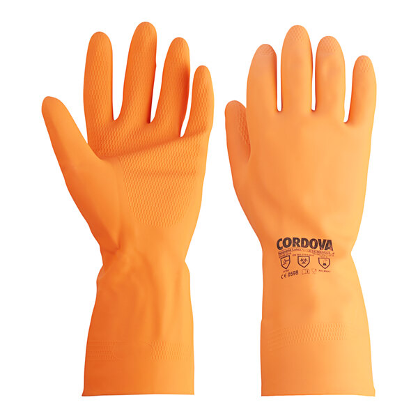 Cordova Neoprene / Latex Rubber Orange 12" Premium 28 Mil Gloves with ...