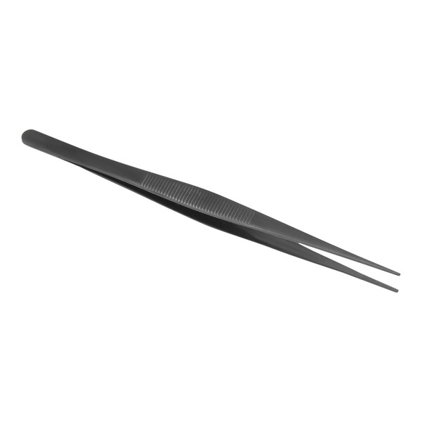 American Metalcraft 6 1/4" Black Bar Tweezers TWSB6